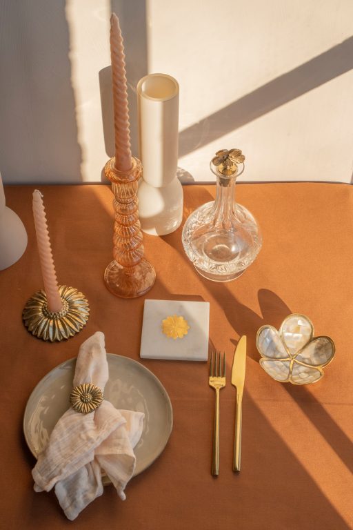 À la collection Marmeren onderzetter | Messing madeliefje - HeerlijkFijn